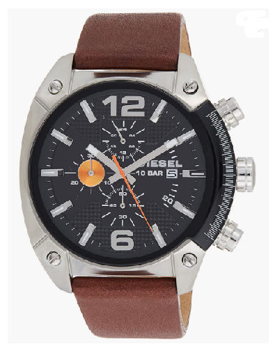 Diesel Men’s Overflow Quartz Stainless Steel and Leather Chronograph ...